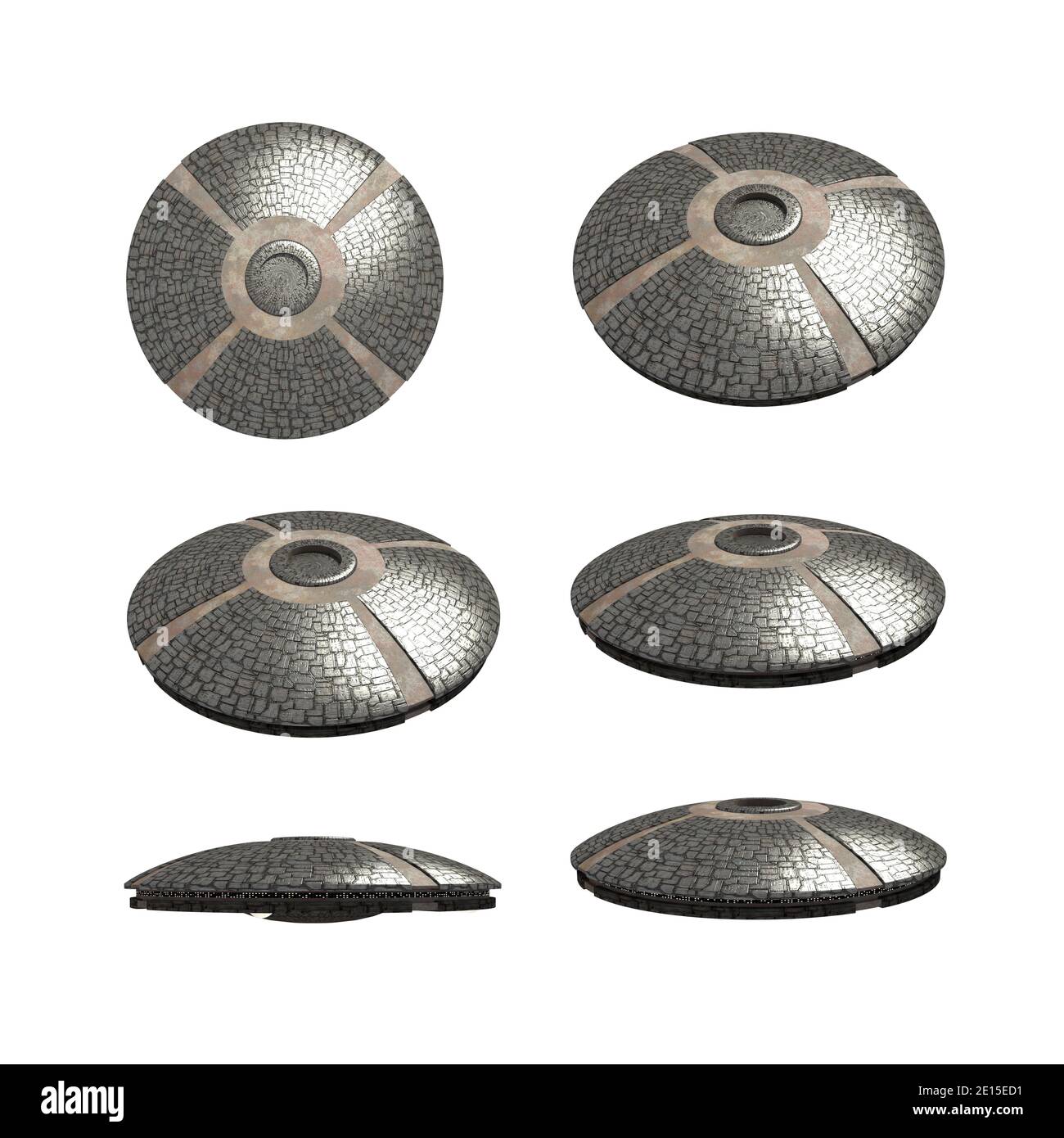 3D illustration of an UFO, unidentified flying object or flying saucer ...