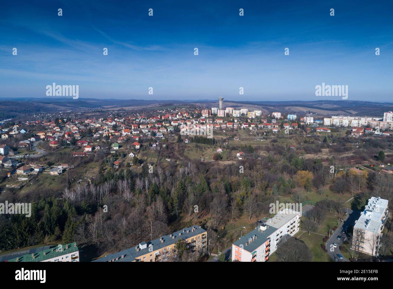 Aerial view of block houses in Komlo hungary Stock Photo - Alamy