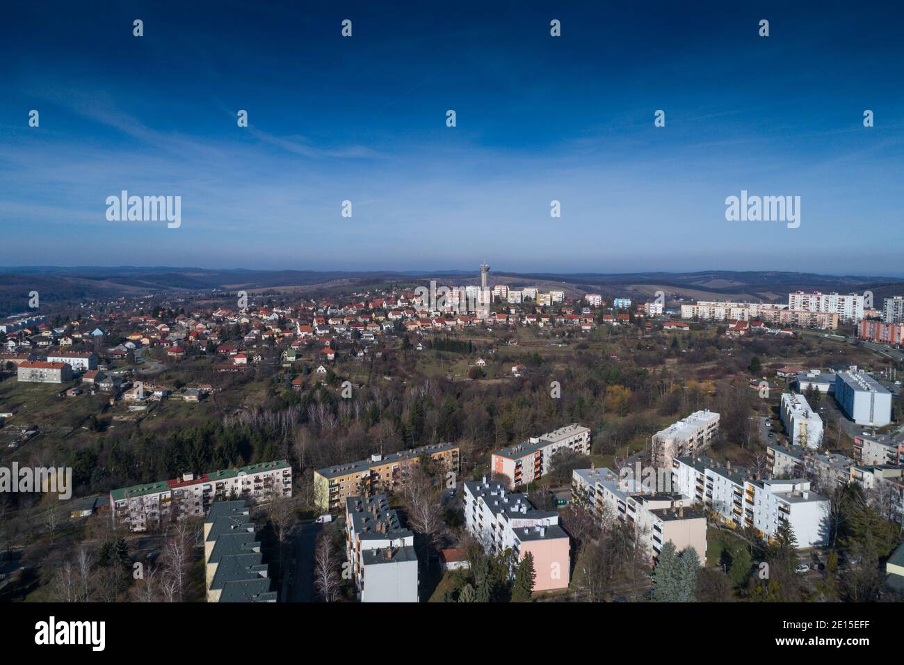 Aerial view of block houses in Komlo hungary Stock Photo - Alamy