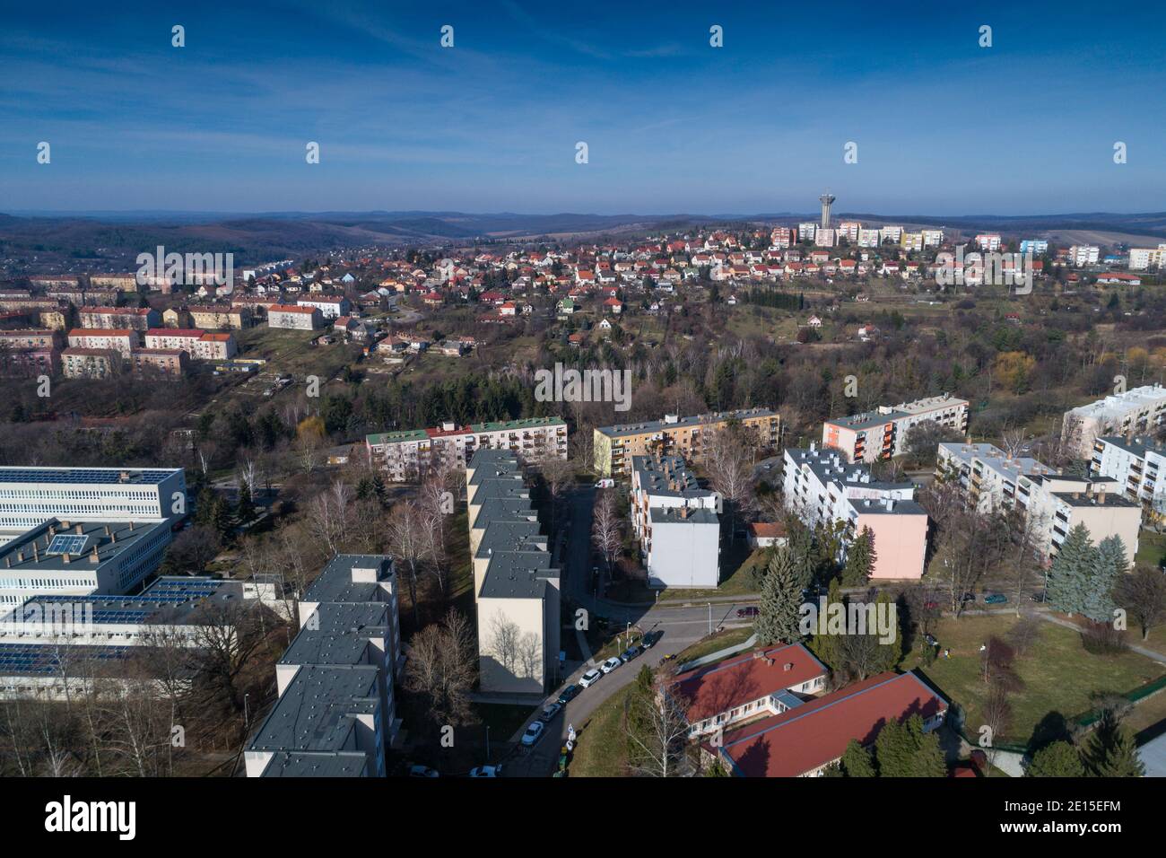 Aerial view of block houses in Komlo hungary Stock Photo - Alamy