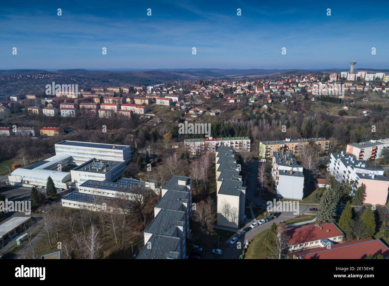 Aerial view of block houses in Komlo hungary Stock Photo - Alamy