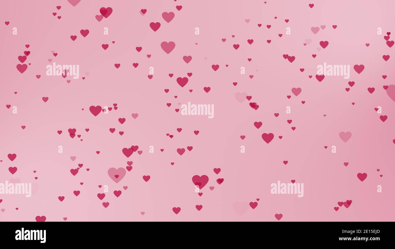 Many half transparent purple hearts appear in the frame and fall down ...
