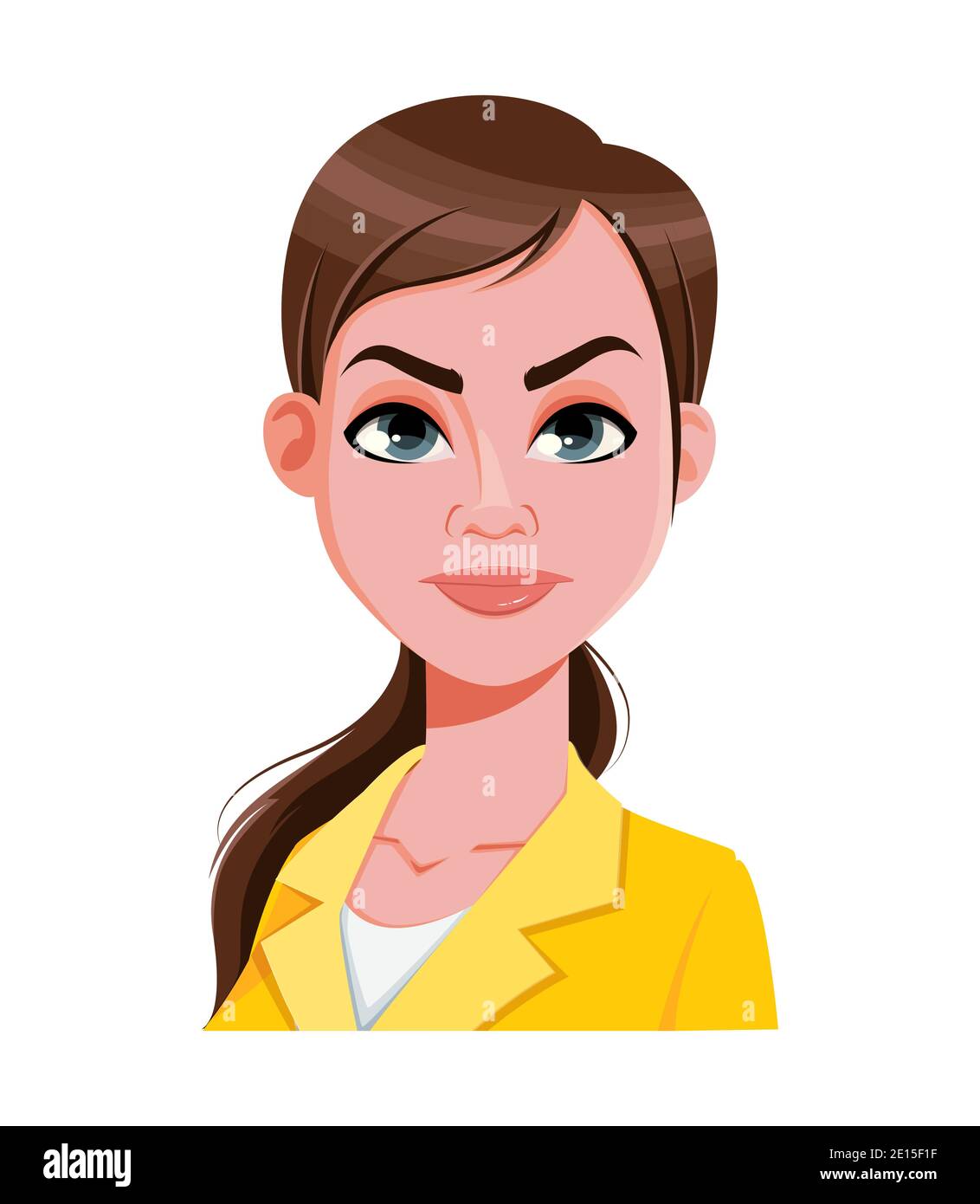 Stock vector. Face expression of beautiful woman, angry. Female emotion ...