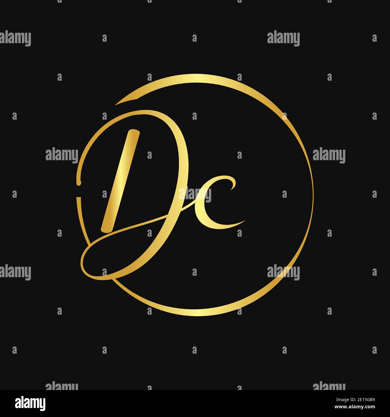 Initial DC Script Letter Type Logo Design With Modern Typography Vector Template. Creative ...
