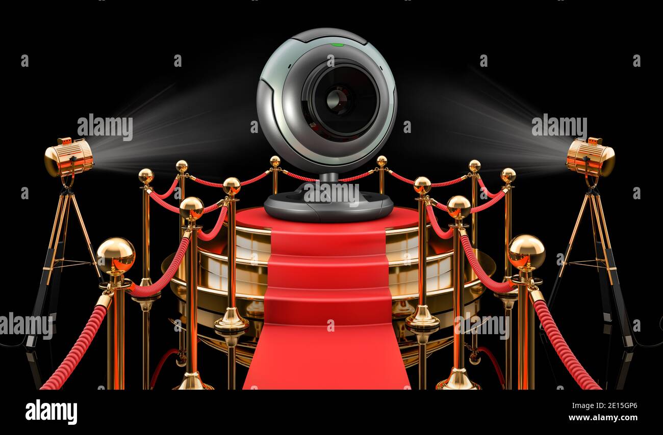 Podium with webcam, 3D rendering isolated on black background Stock ...