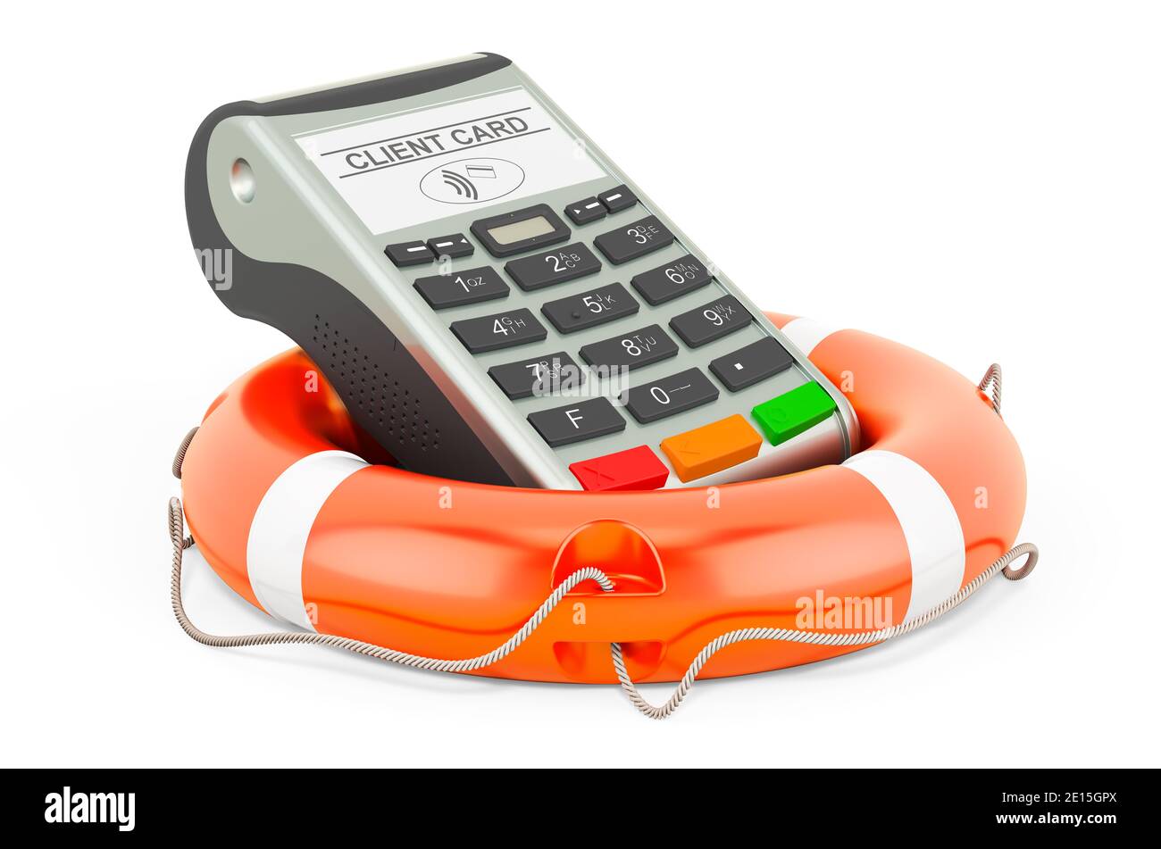 Repair and service of POS terminal, card reader. 3D rendering isolated ...