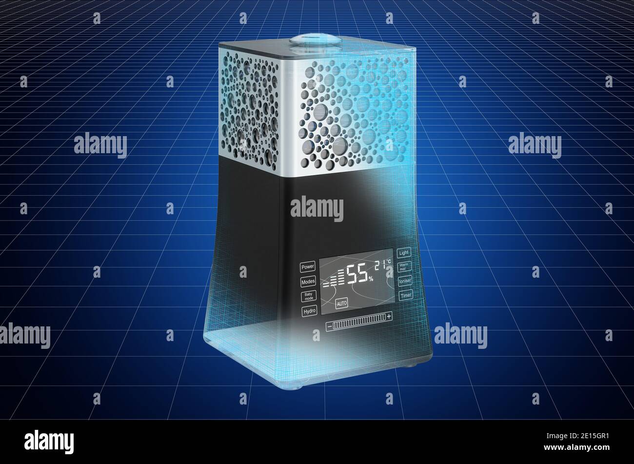 Visualization 3d cad model of ultrasonic humidifier, blueprint. 3D ...