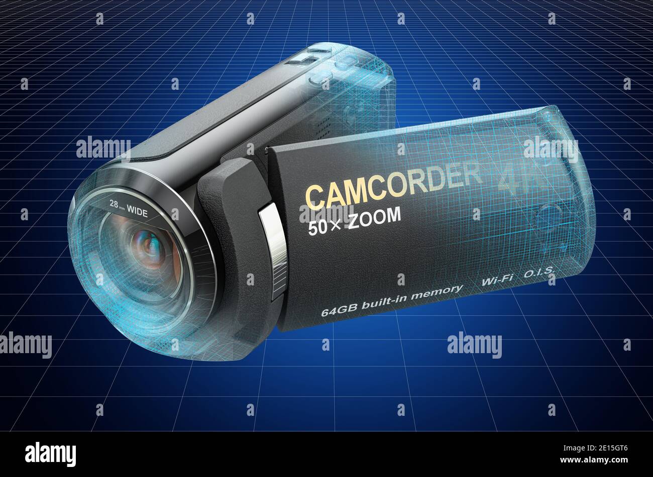Visualization 3d cad model of camcorder, blueprint. 3D rendering Stock ...