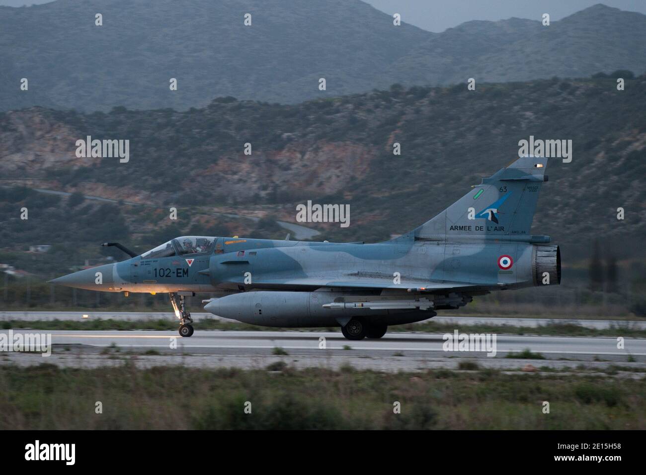 A French Mirage 2000 jet fighter pictured in the air base La Sude ...