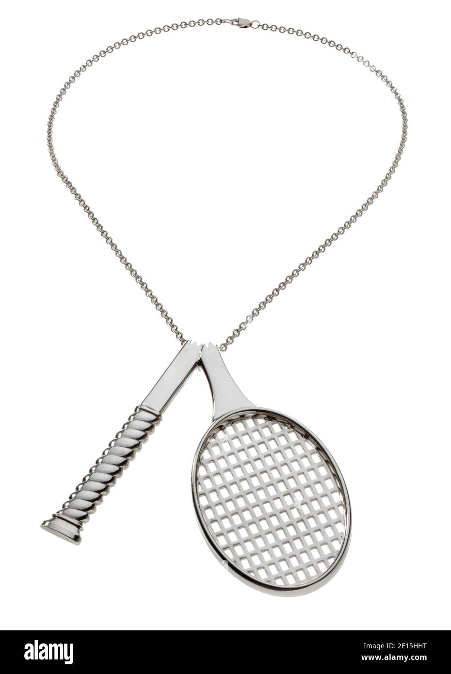 Silver tennis necklace photographed on a white background Stock Photo ...