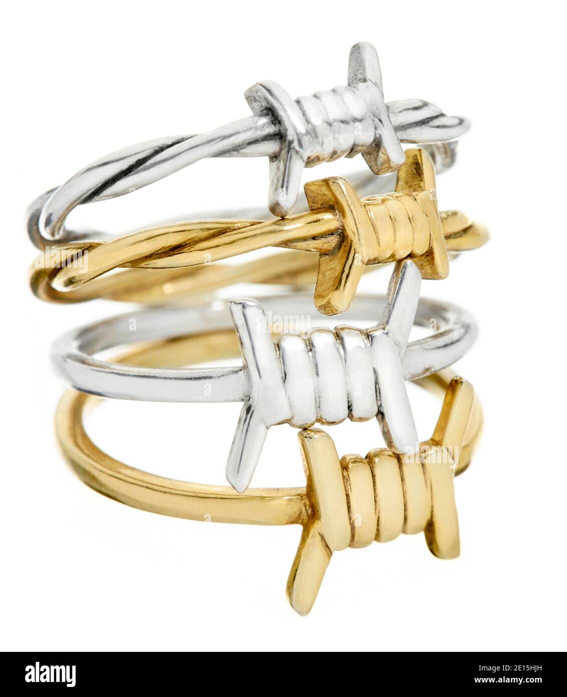 Twisted barbed wire ring stack designed by Wendy Brandes photographed ...