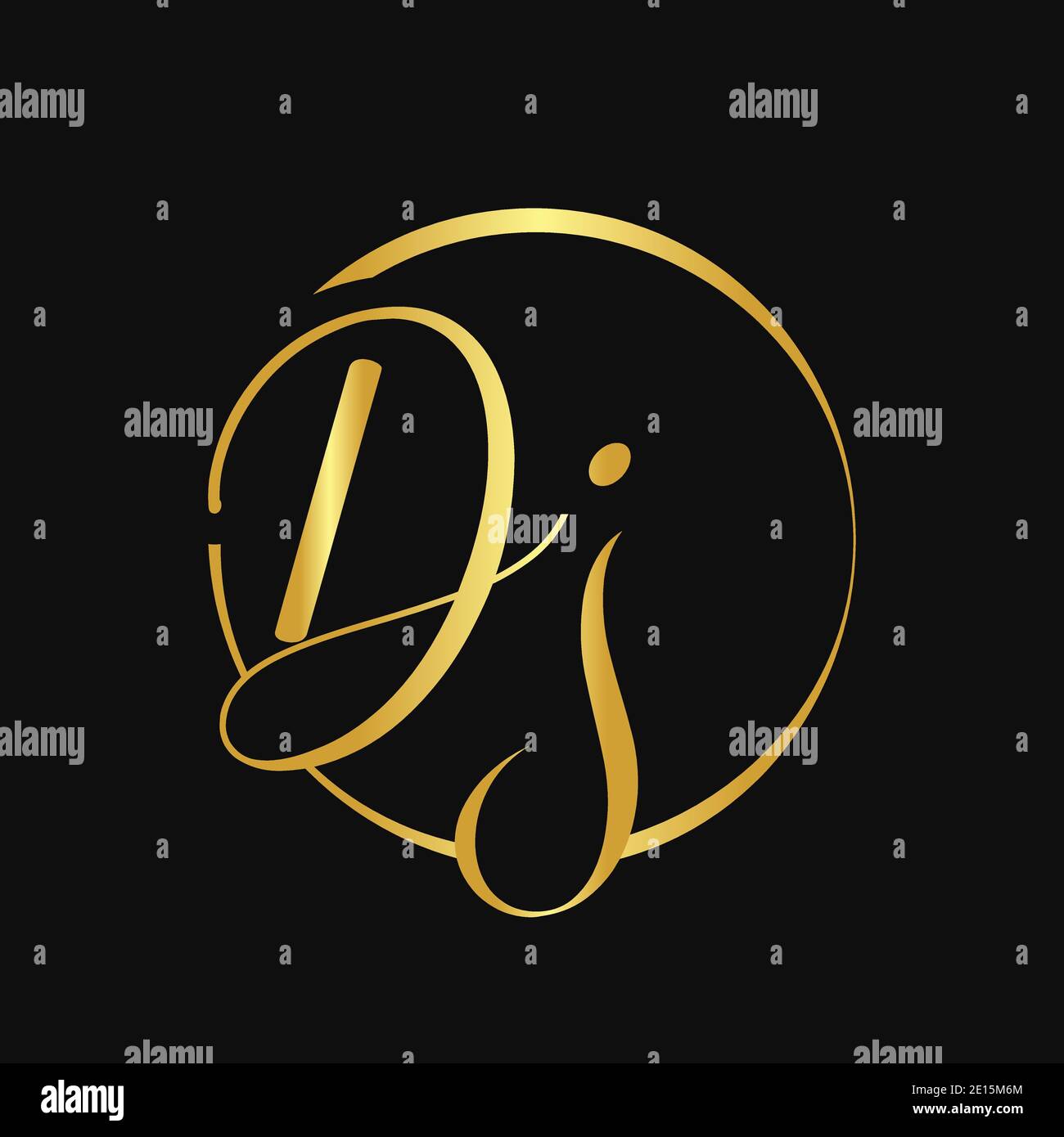 Initial DJ Script Letter Type Logo Design With Modern Typography Vector ...