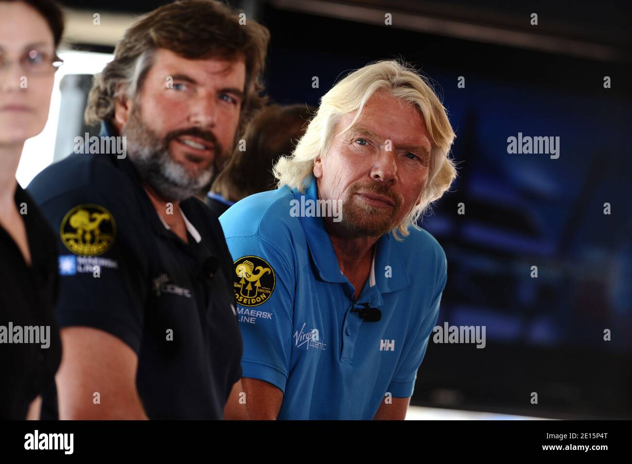 Sir Richard Branson and explorer Chris Welsh attend a press conference ...
