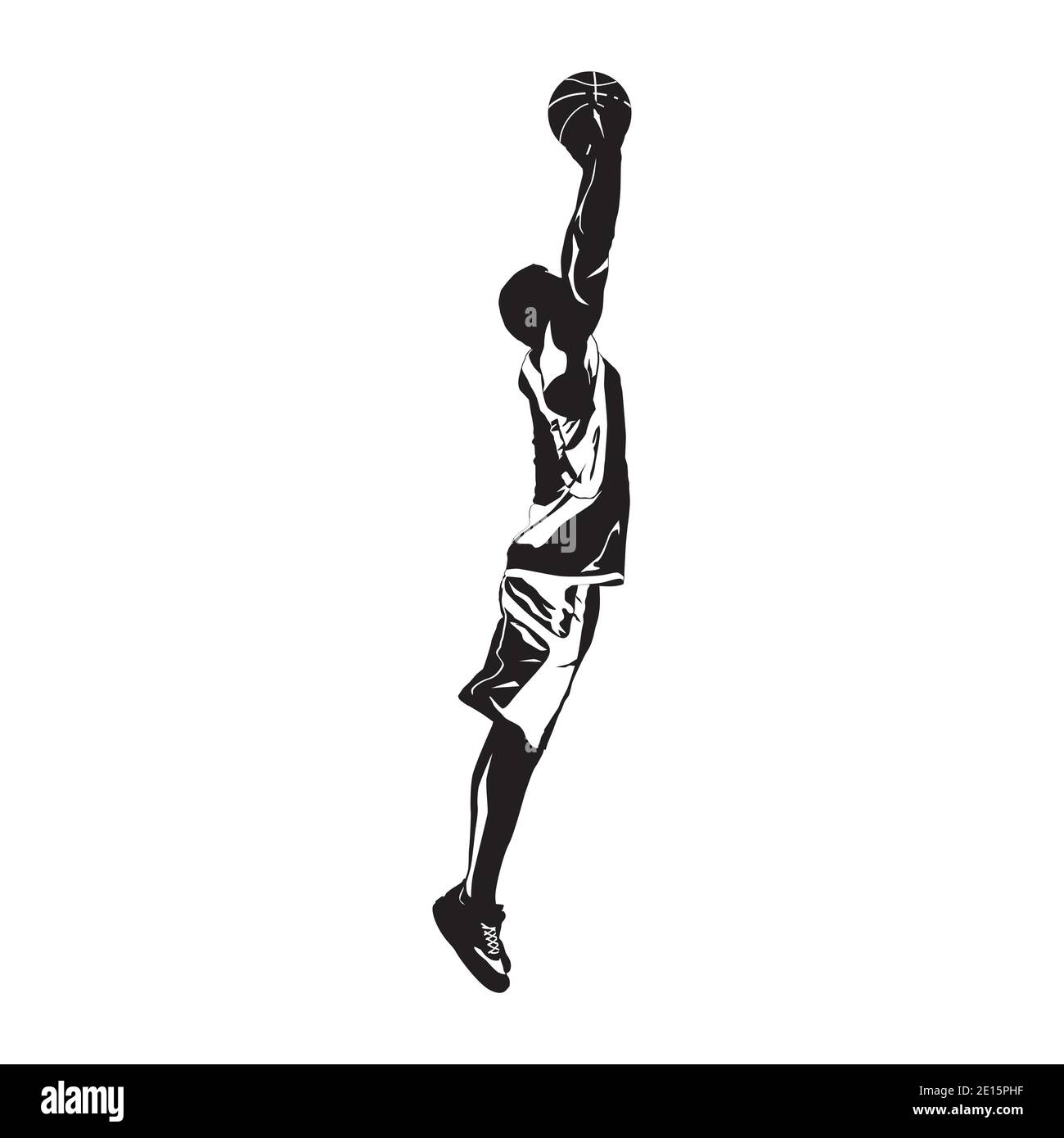 Professional basketball player silhouette jumping and shooting ball ...