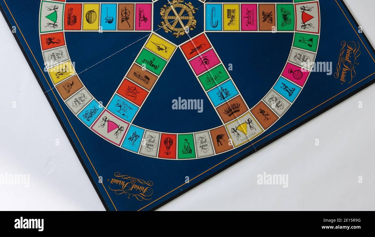 Orlando, FL USA - February 12, 2020: Trivial Pursuit game set up to ...