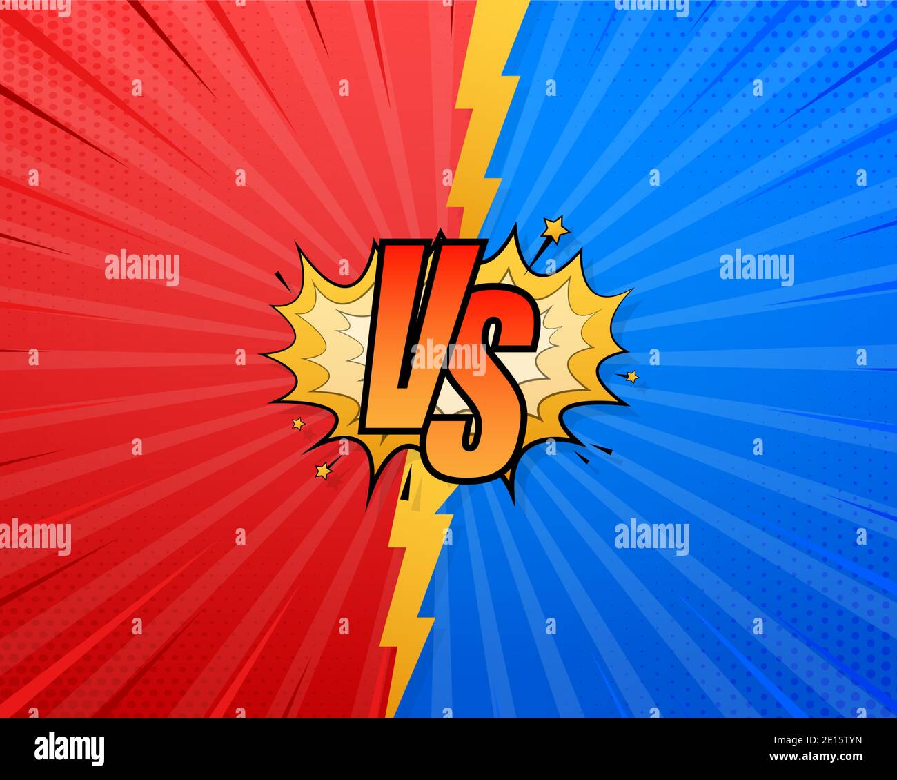 VS Versus Blue and red comic design. Battle banner match, vs letters ...