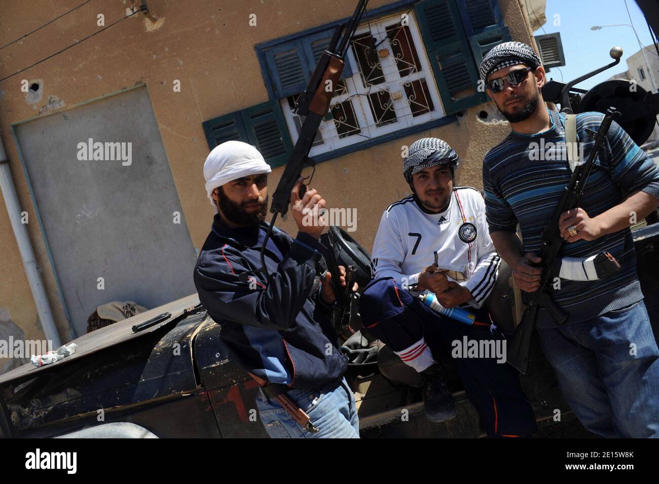 Libyan Rebels in Misrata, Libya, on April 11, 2011. Misrata, 200 km ...