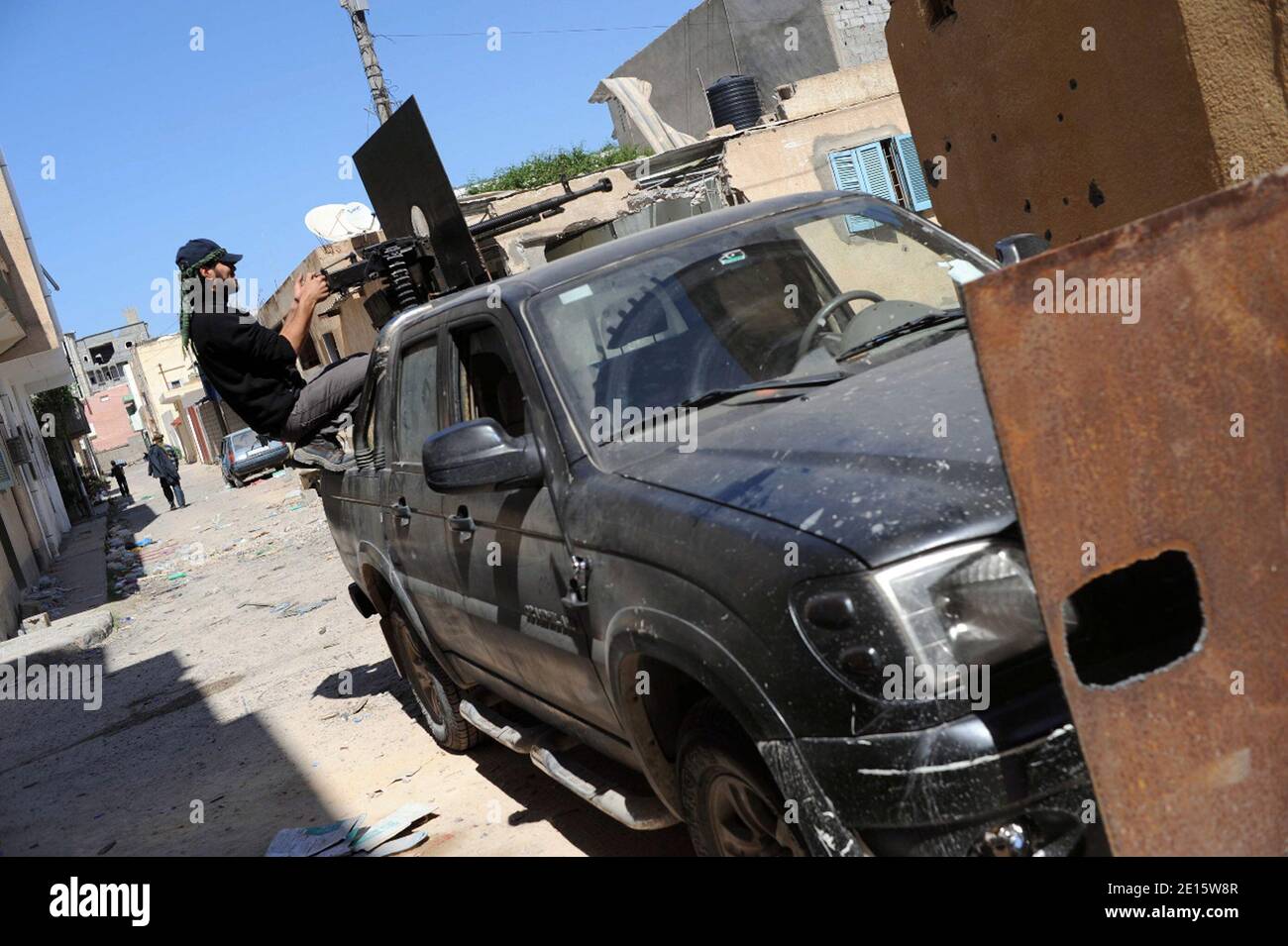 Libyan Rebels in Misrata, Libya, on April 11, 2011. Misrata, 200 km ...
