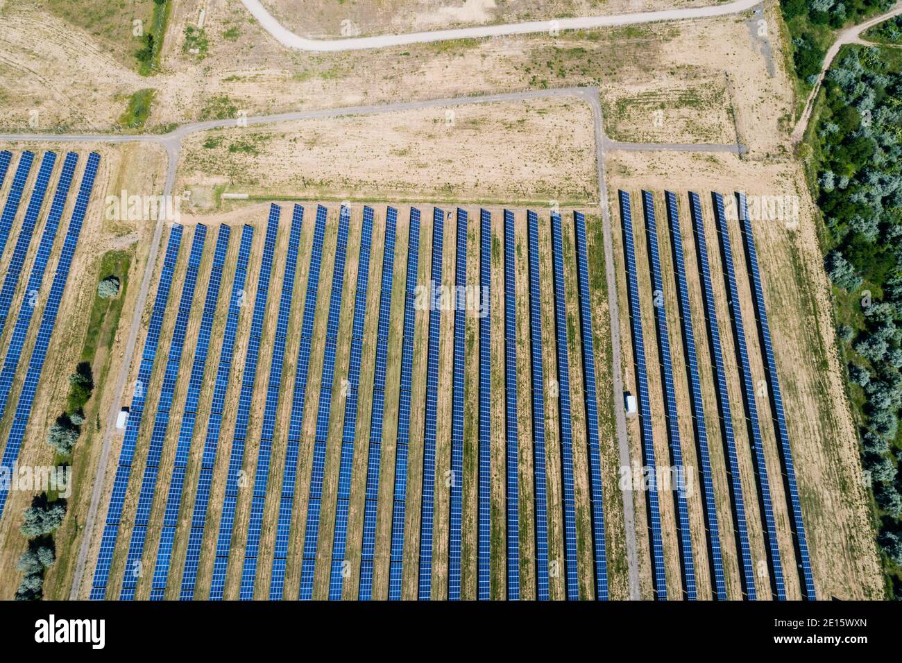 Aerial view to solar power plant Stock Photo - Alamy
