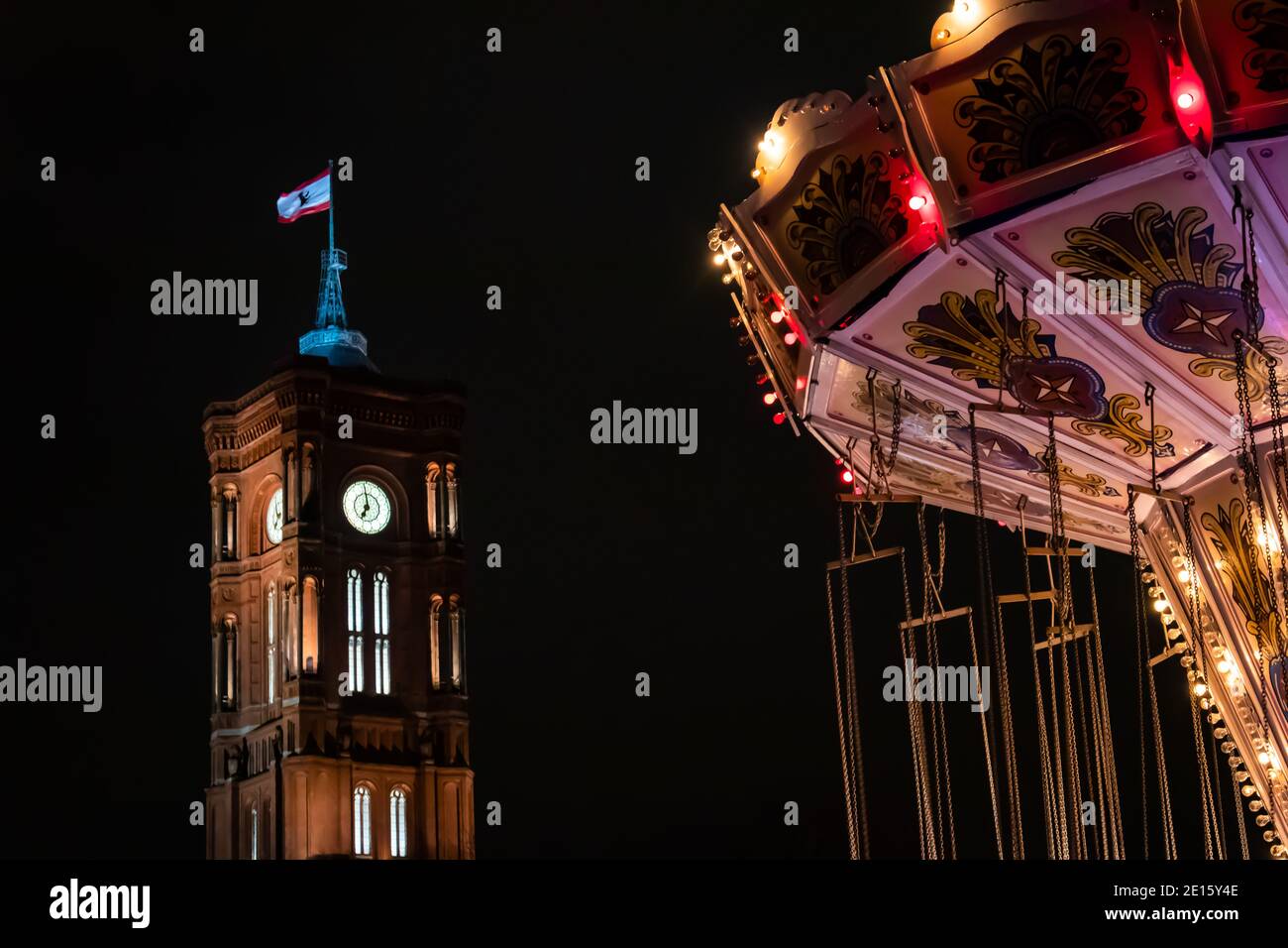 Illuminated carousel in front hi-res stock photography and images - Alamy