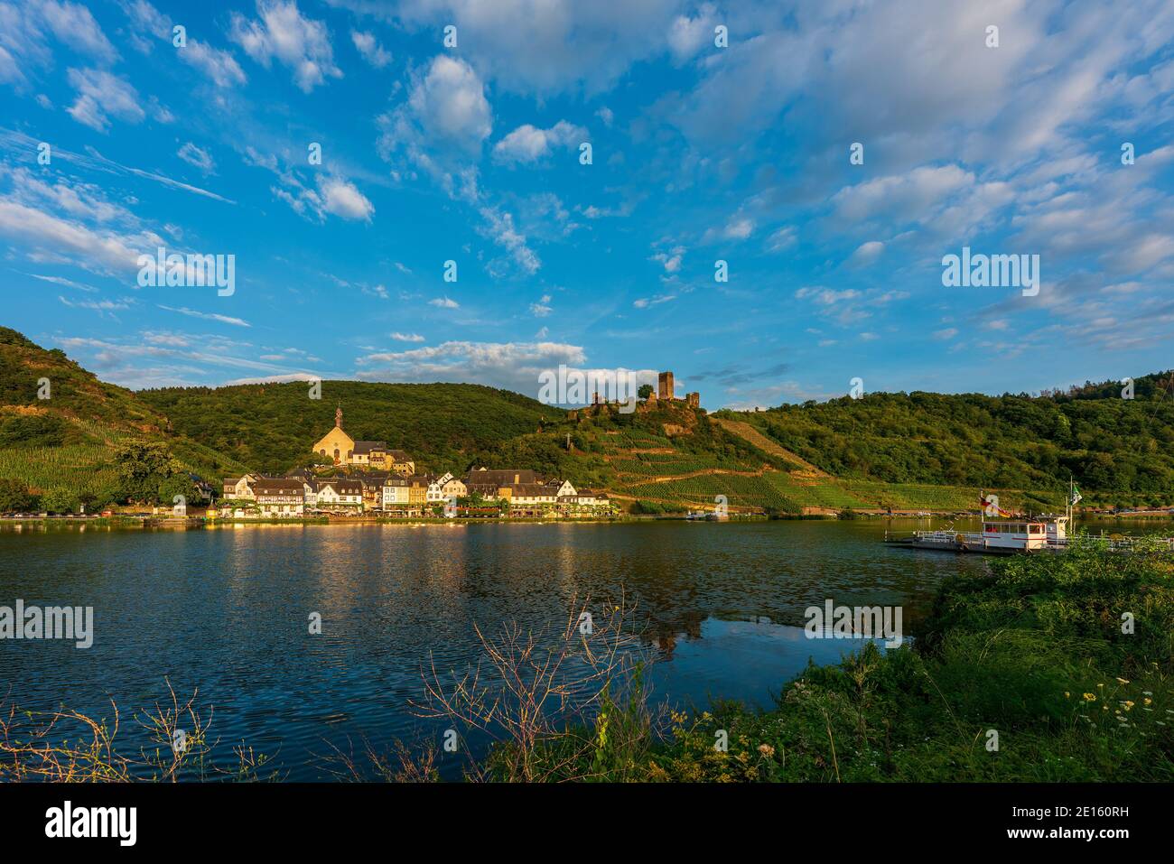 Panoramic view of Metternich Castle on the Moselle, Germany Stock Photo ...