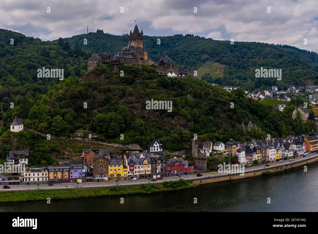 Panorama of Cochem with the Reichsburg Cochem, Germany. Drone ...