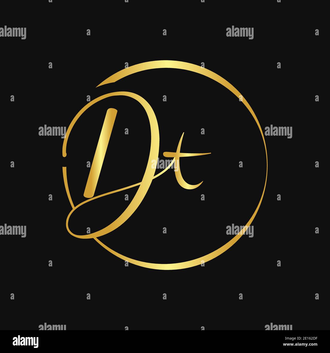 Initial DT Script Letter Type Logo Design With Modern Typography Vector ...