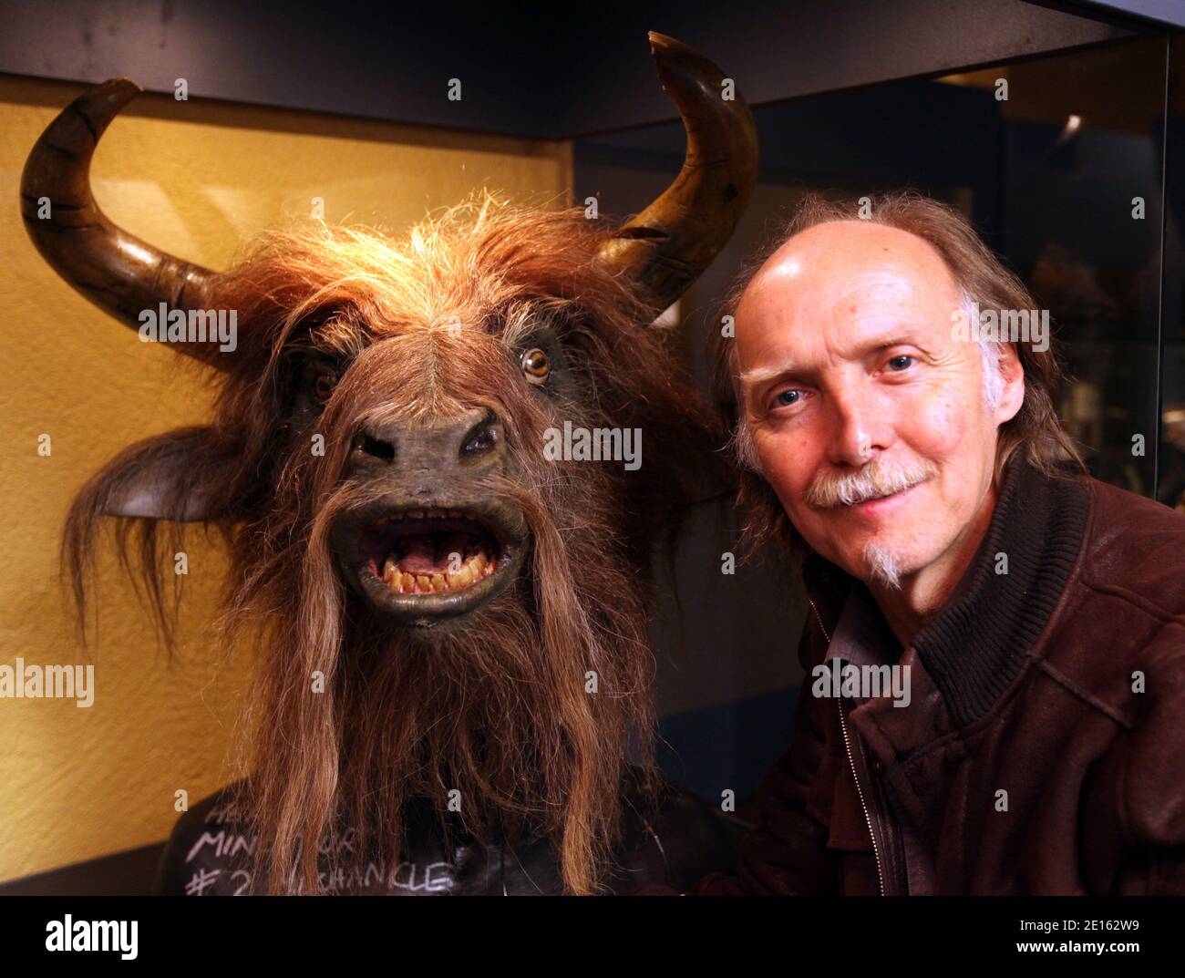 Museum founder Dan Ohlman poses next to a Minotaur puppet from 'The ...