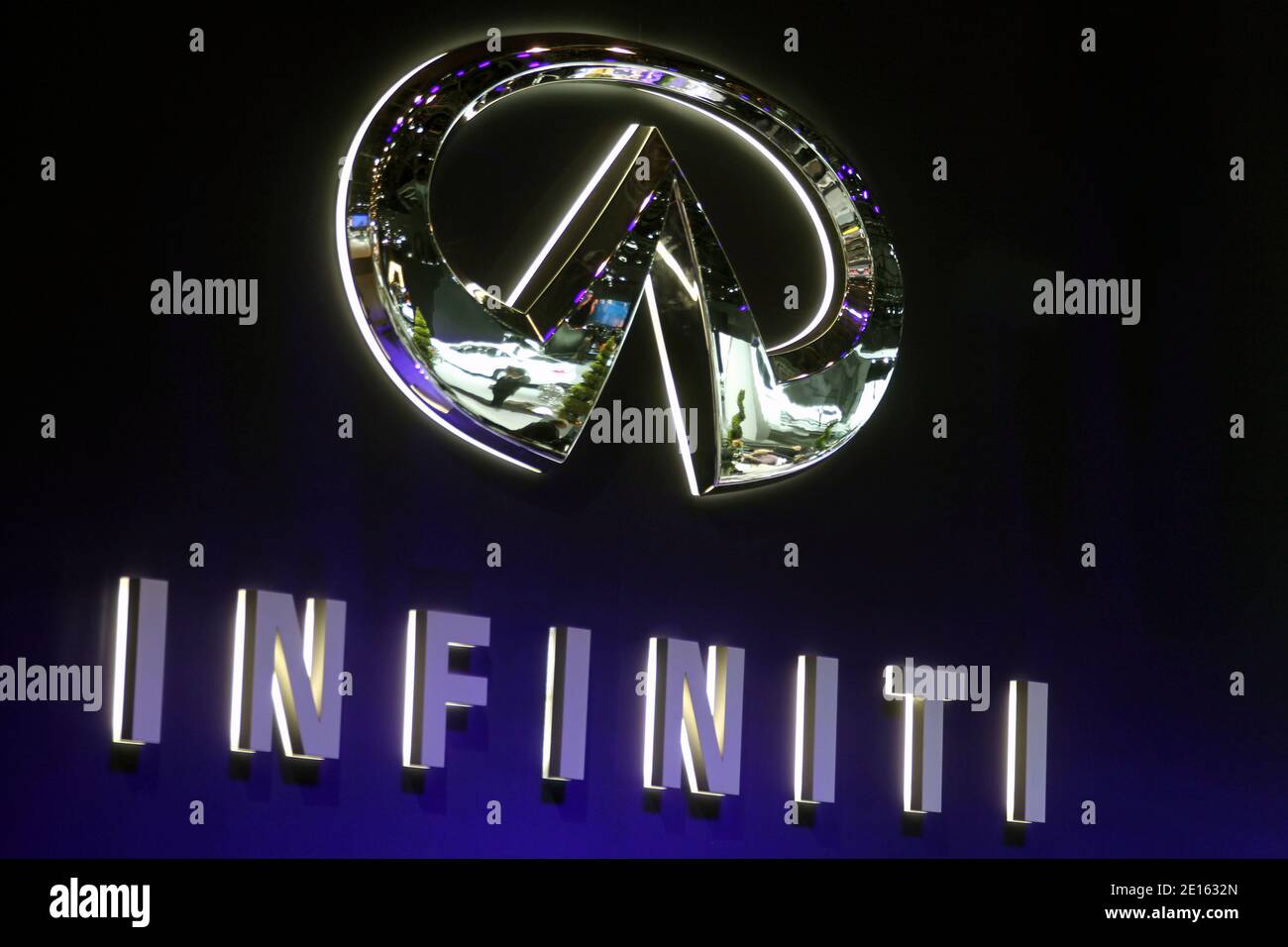 The Infinity logo is displayed at the company's exhibition booth during ...