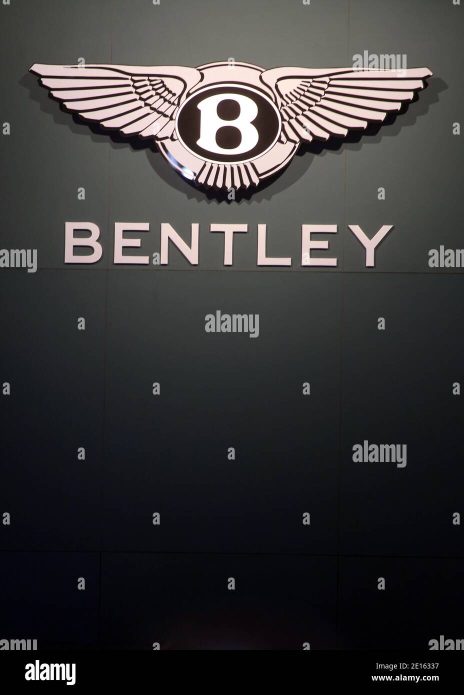 The Bentley logo is displayed at the company's exhibition booth during ...