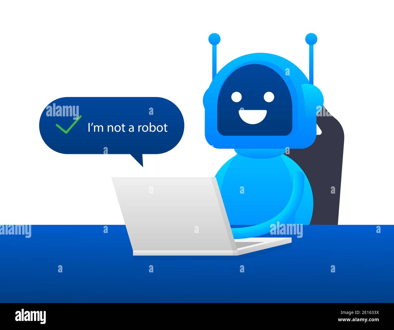 Captcha, I am not a robot on laptop screen. Vector stock Illustration ...