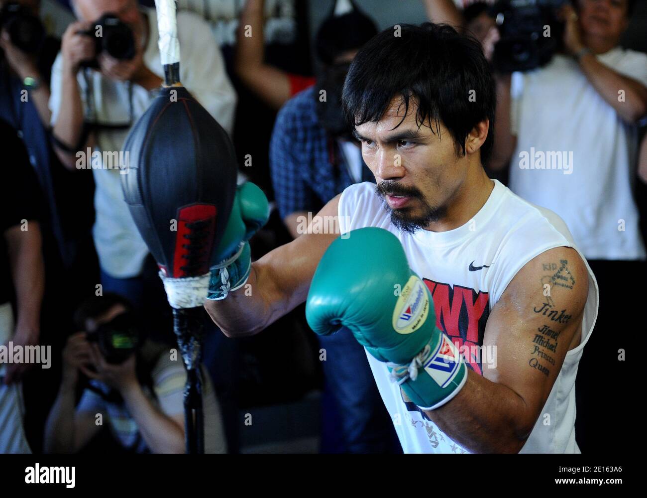 Manny Pacquiao during a media workout in preparation in Los Angeles, CA ...