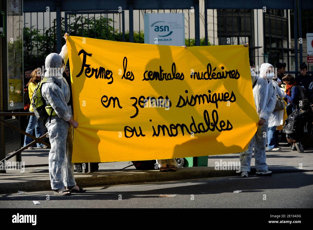 Members of the collectif StopEPR2 demonstrate in front of the French ...