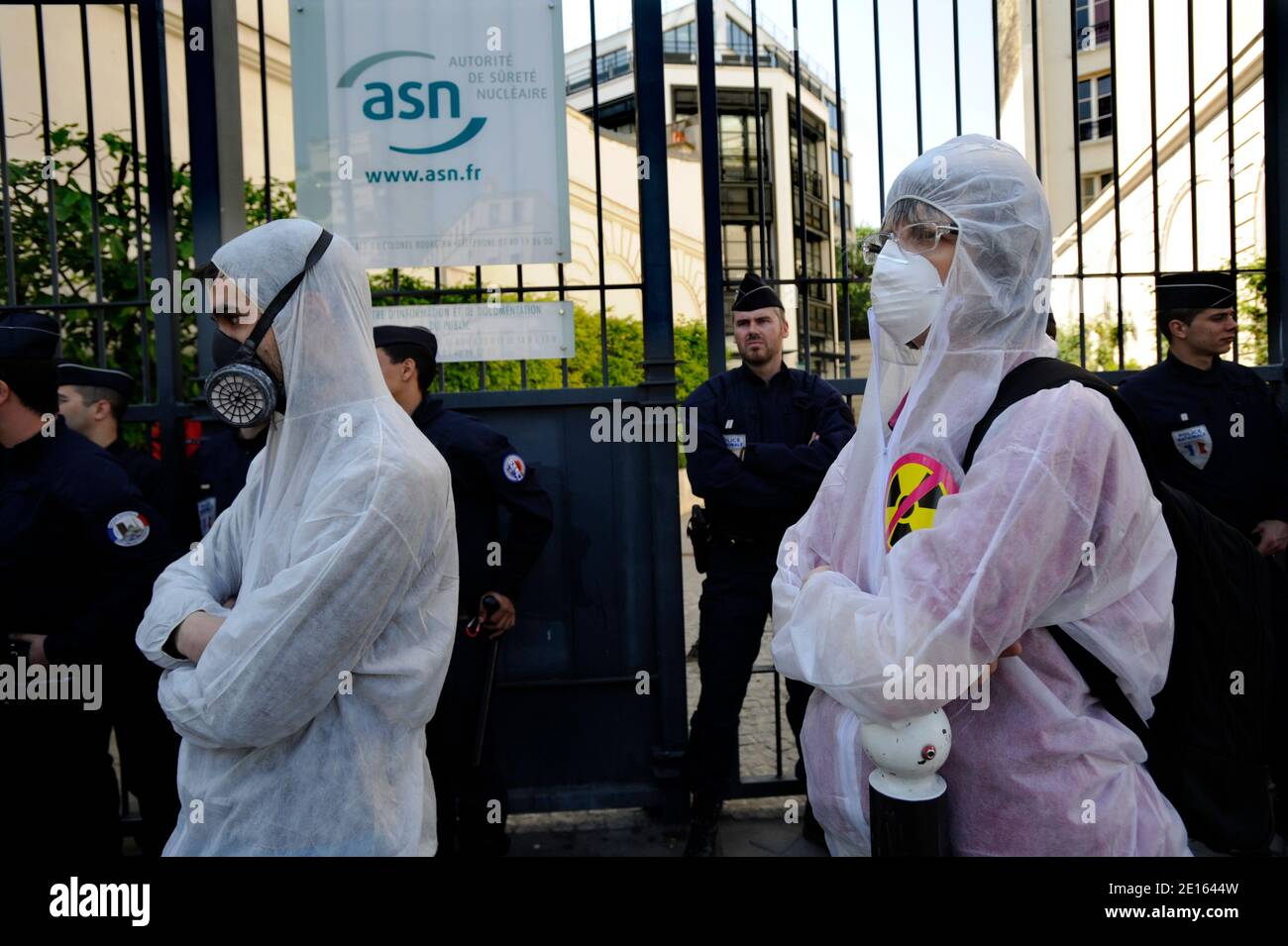 Members of the collectif StopEPR2 demonstrate in front of the French ...