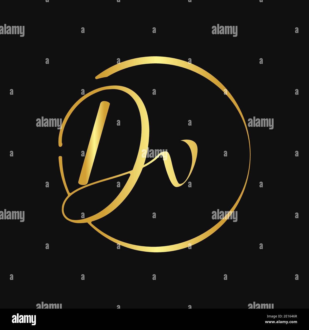 Initial DV Script Letter Type Logo Design With Modern Typography Vector ...