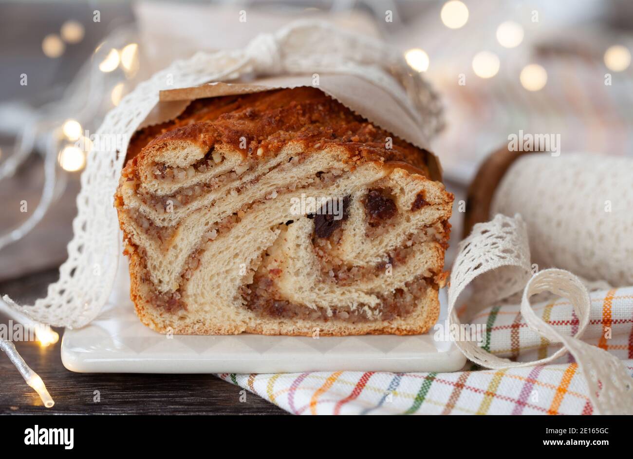 Braided Cake With Nut Filling Stock Photo - Alamy