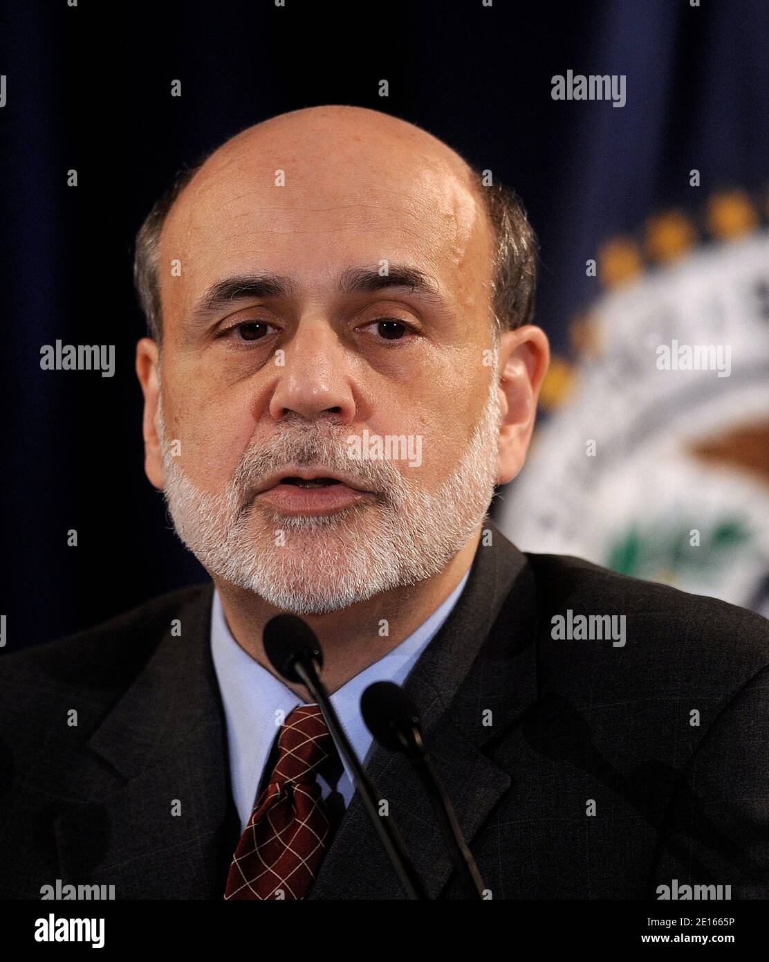 Federal Reserve Board of Governors Chairman Ben Bernanke holds a news ...