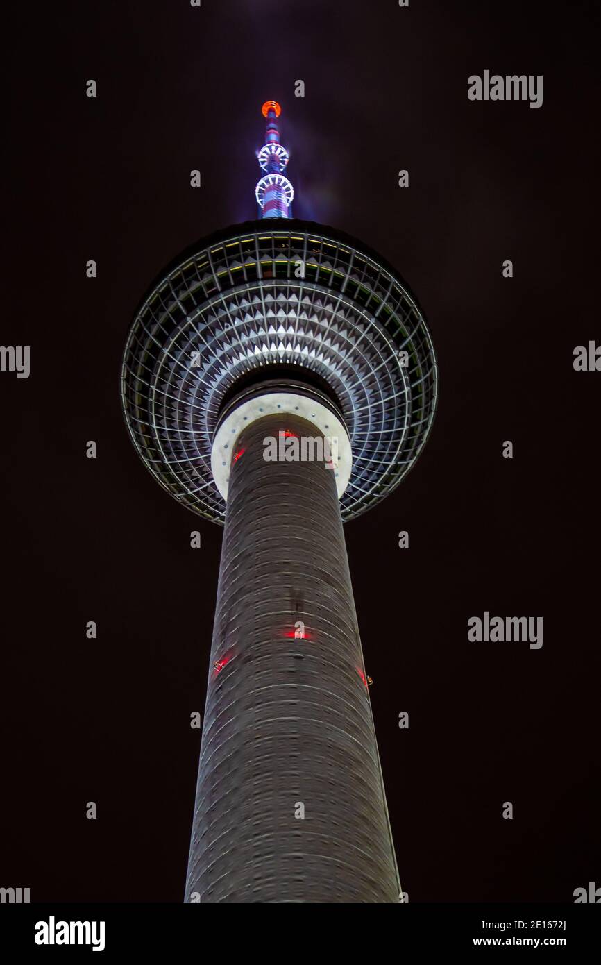 Berlin TV Tower At Night Stock Photo - Alamy