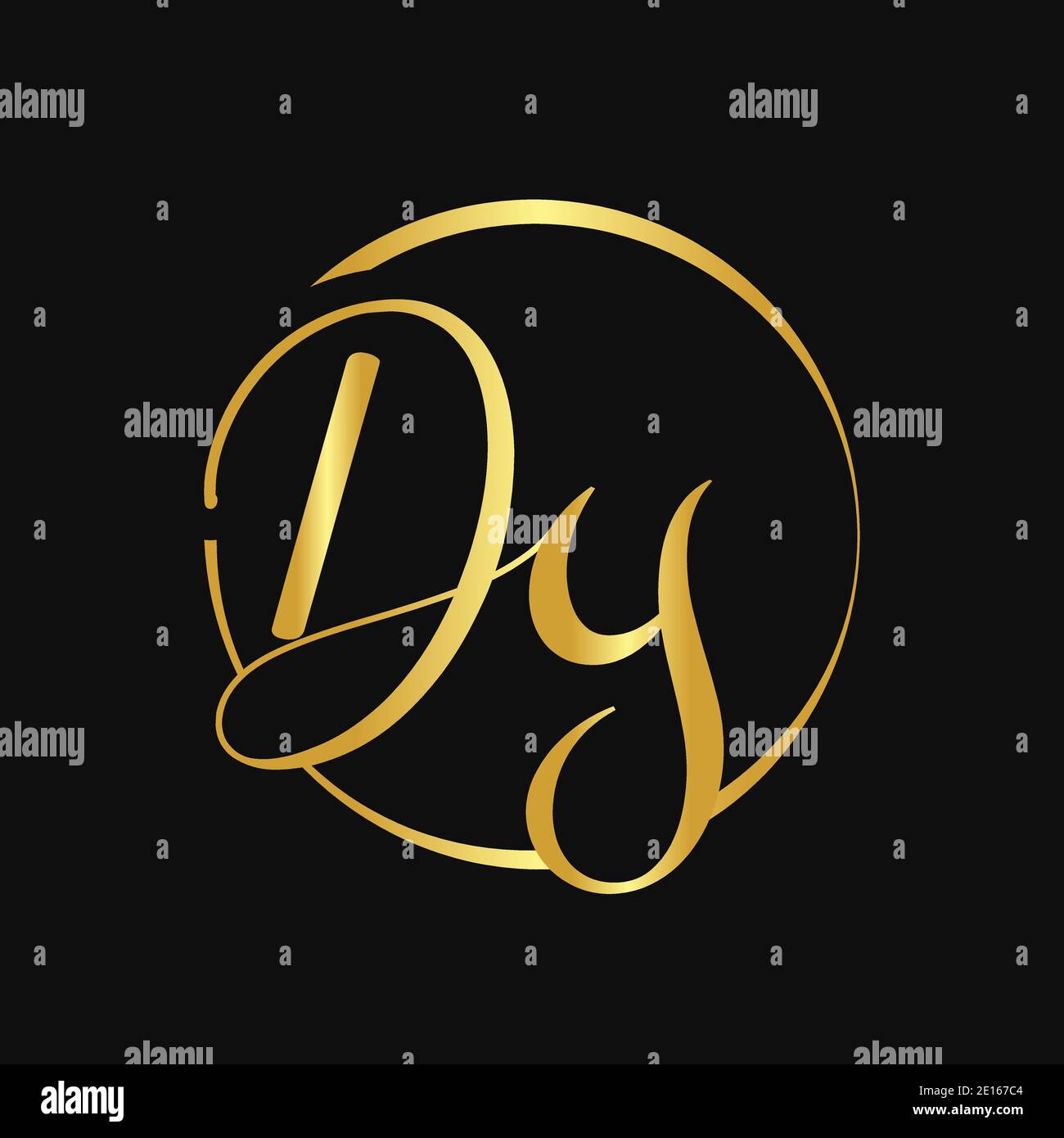 Initial DY Script Letter Type Logo Design With Modern Typography Vector ...