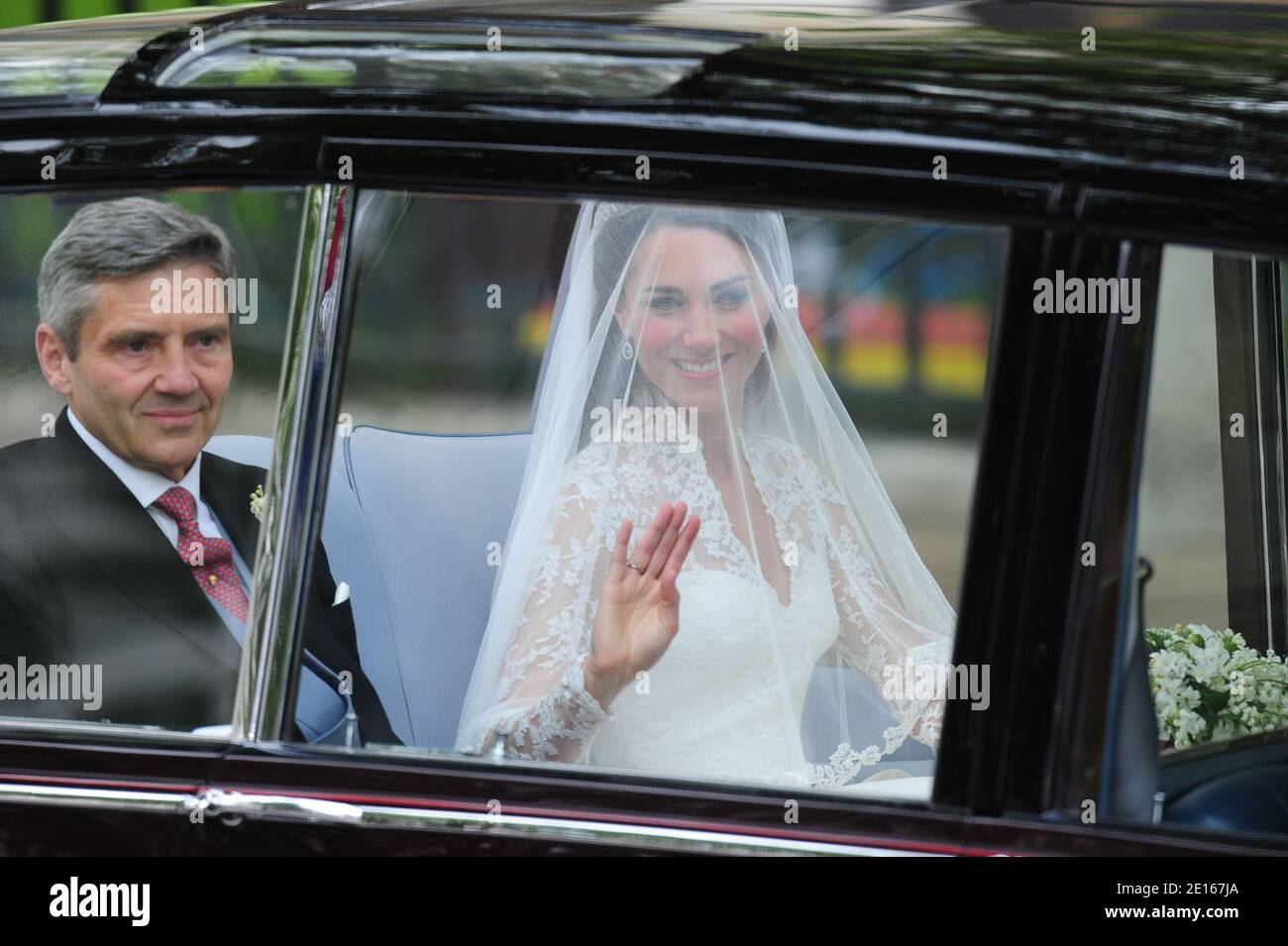 Kate Middleton arrives with her father Michael Middleton at Westminster ...
