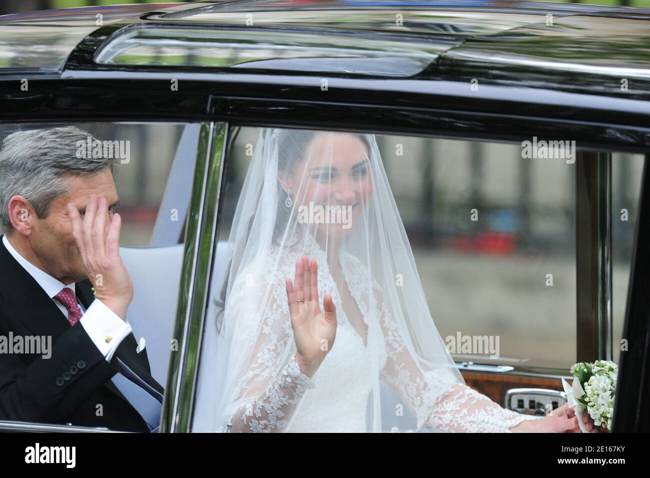 Kate Middleton arrives with her father Michael Middleton at Westminster ...