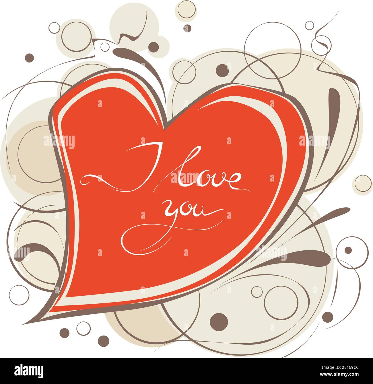 Valentine's day card with cute heart and hand drawing lettering Stock ...