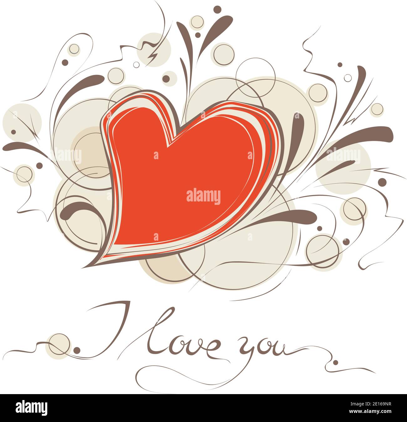 Valentine's day card with cute heart and hand drawing lettering Stock ...