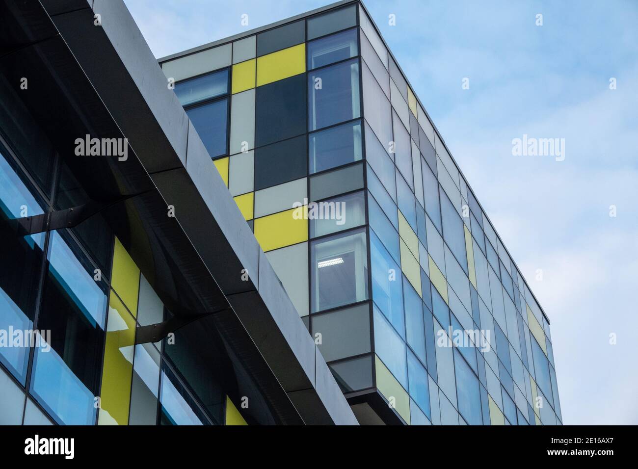 Geometric colourful building facade at Middlesex University, Hendon ...