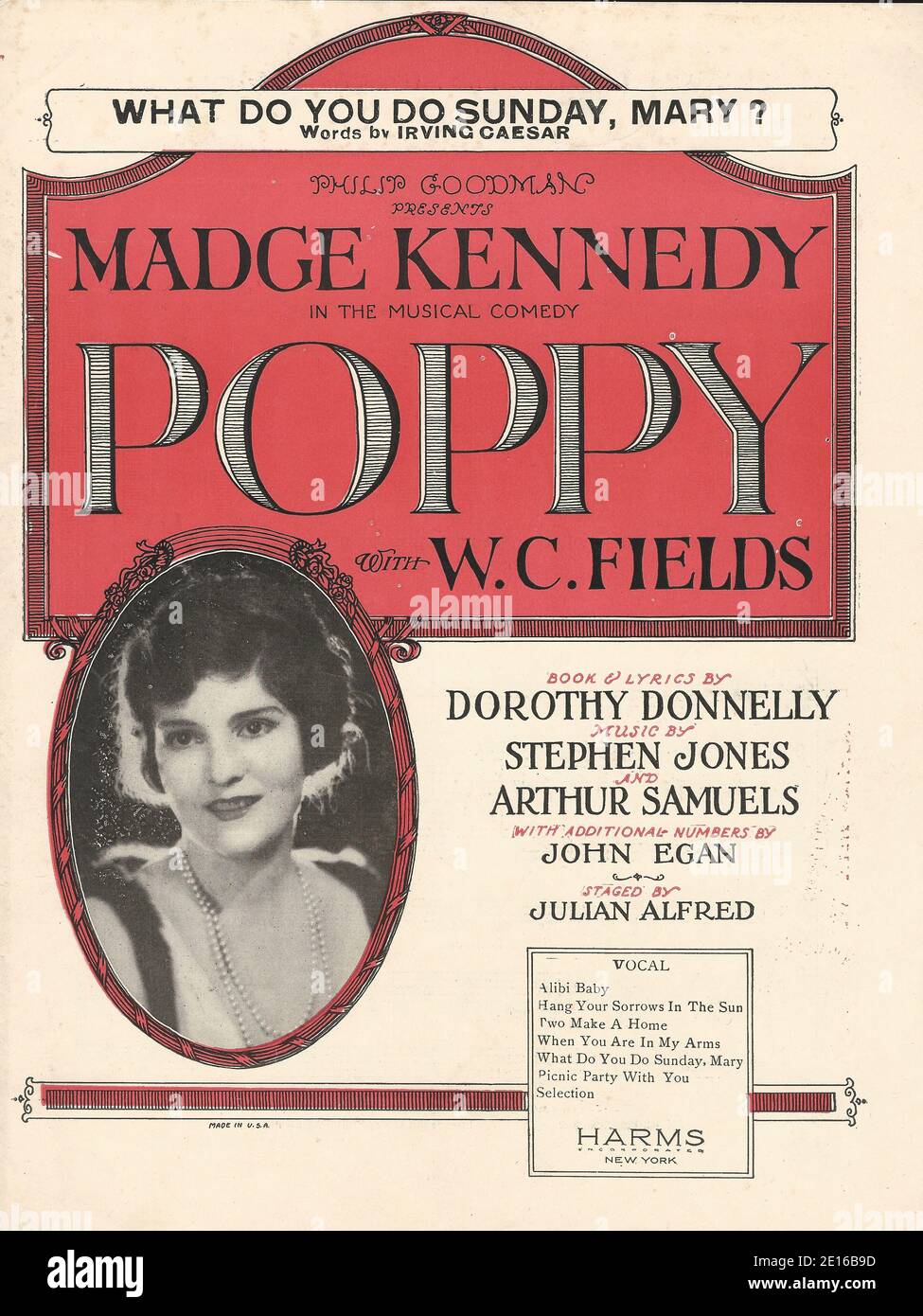 "Poppy" W.C. Fields 1923 Musical Sheet Music Cover Stock Photo - Alamy