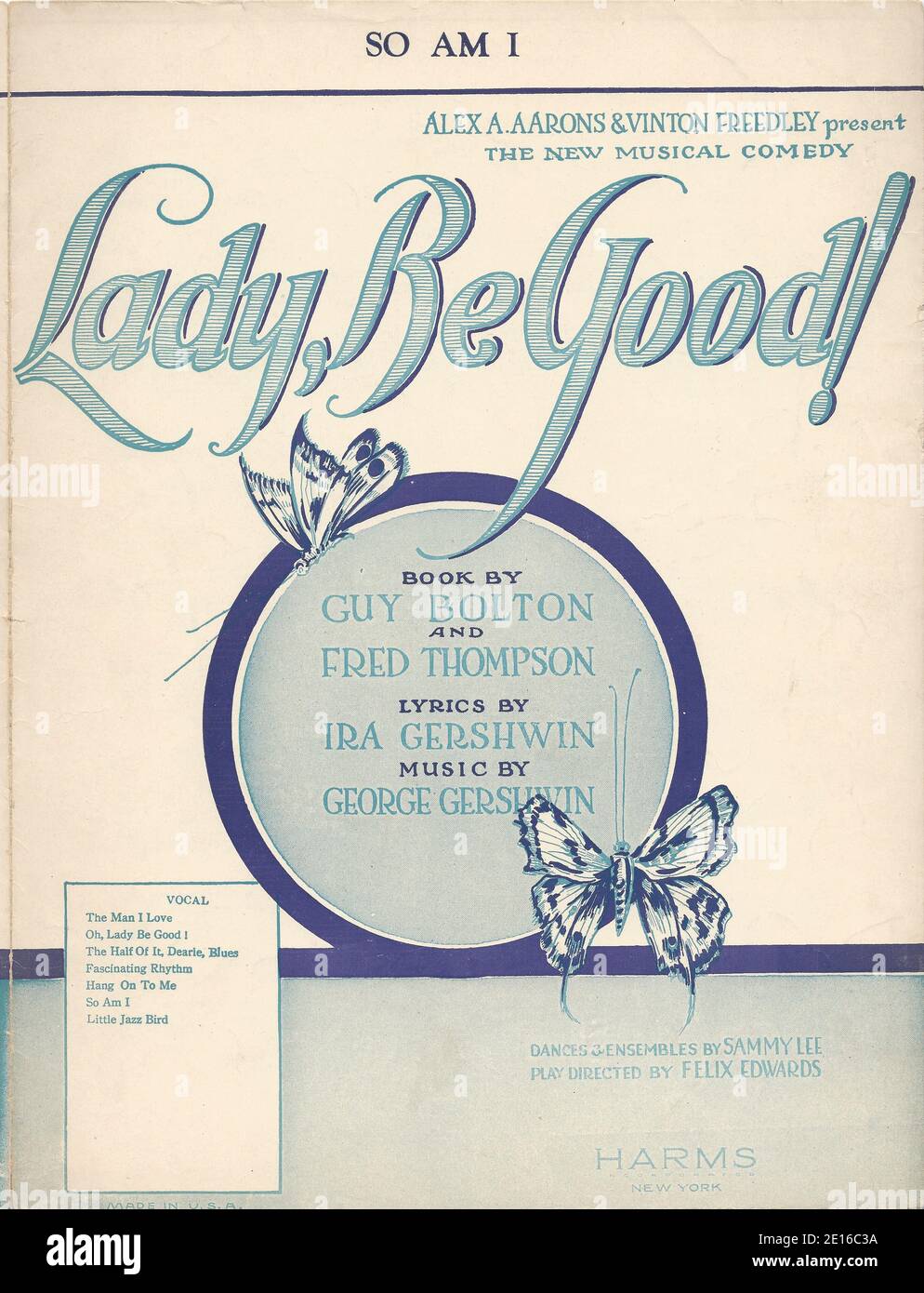 "Lady, Be Good!" 1925 Gershwin Musical Sheet Music Cover Stock Photo ...