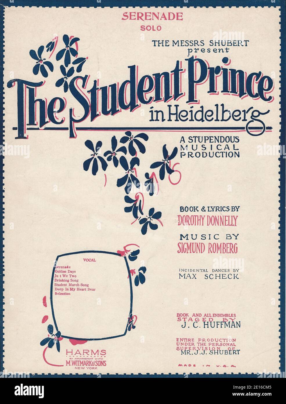 "The Student Prince in Heidelberg" 1924 Musical Sheet Music Cover Stock ...