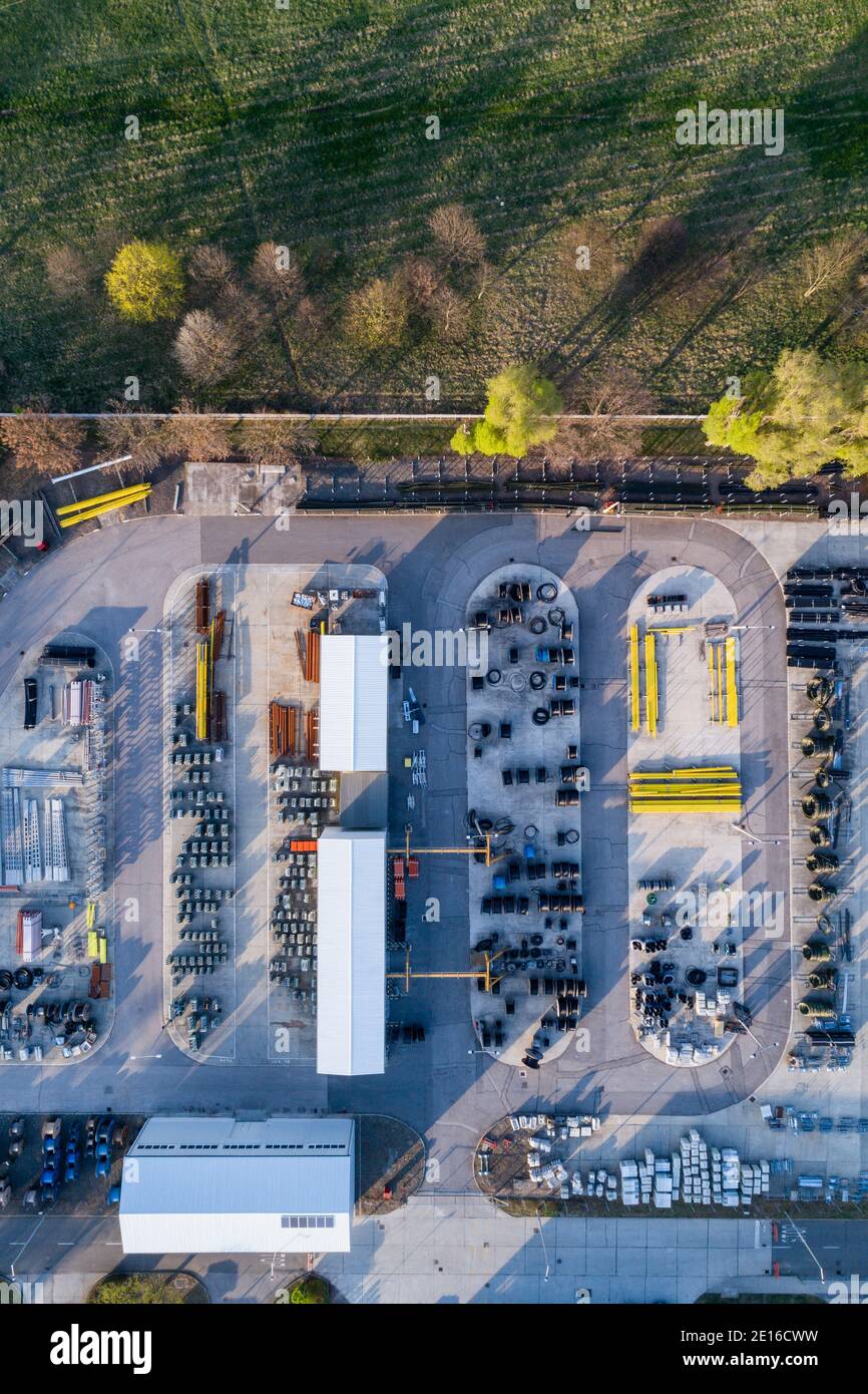 aerial view of cable factory Stock Photo - Alamy