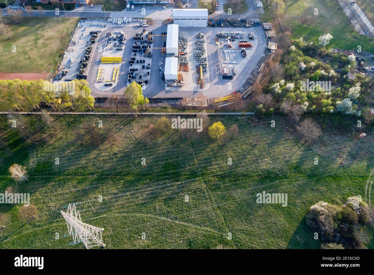 aerial view of cable factory Stock Photo - Alamy