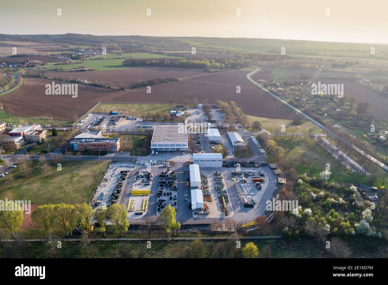 aerial view of cable factory Stock Photo - Alamy